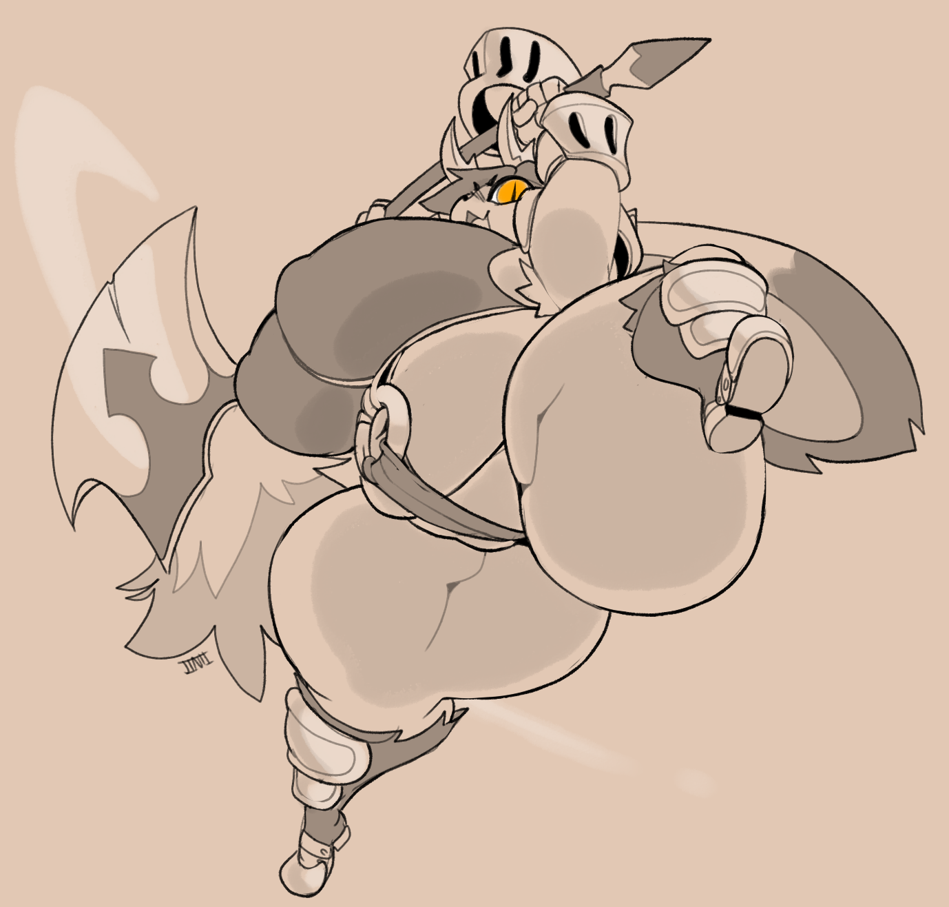 Rule 34 Anthro Armor Ass Axe Big Butt Biped Breasts Clothed Clothing Female Footwear Genitals